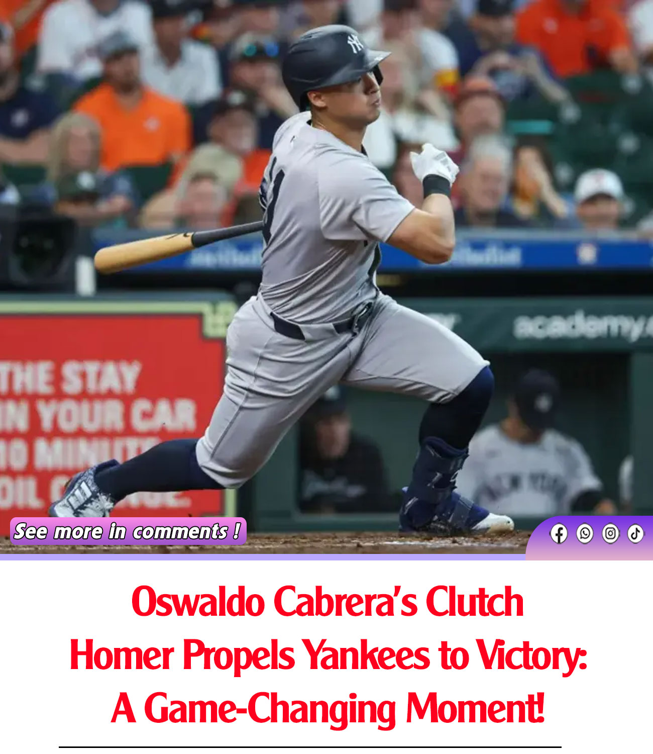 Oswaldo Cabrera's Clutch Homer Propels Yankees to Victory: A Game-Changing Moment! - News