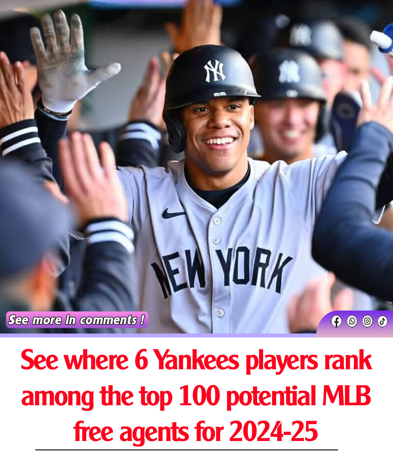 See where 6 Yankees players rank among the top 100 potential MLB free agents for 2024-25 - News