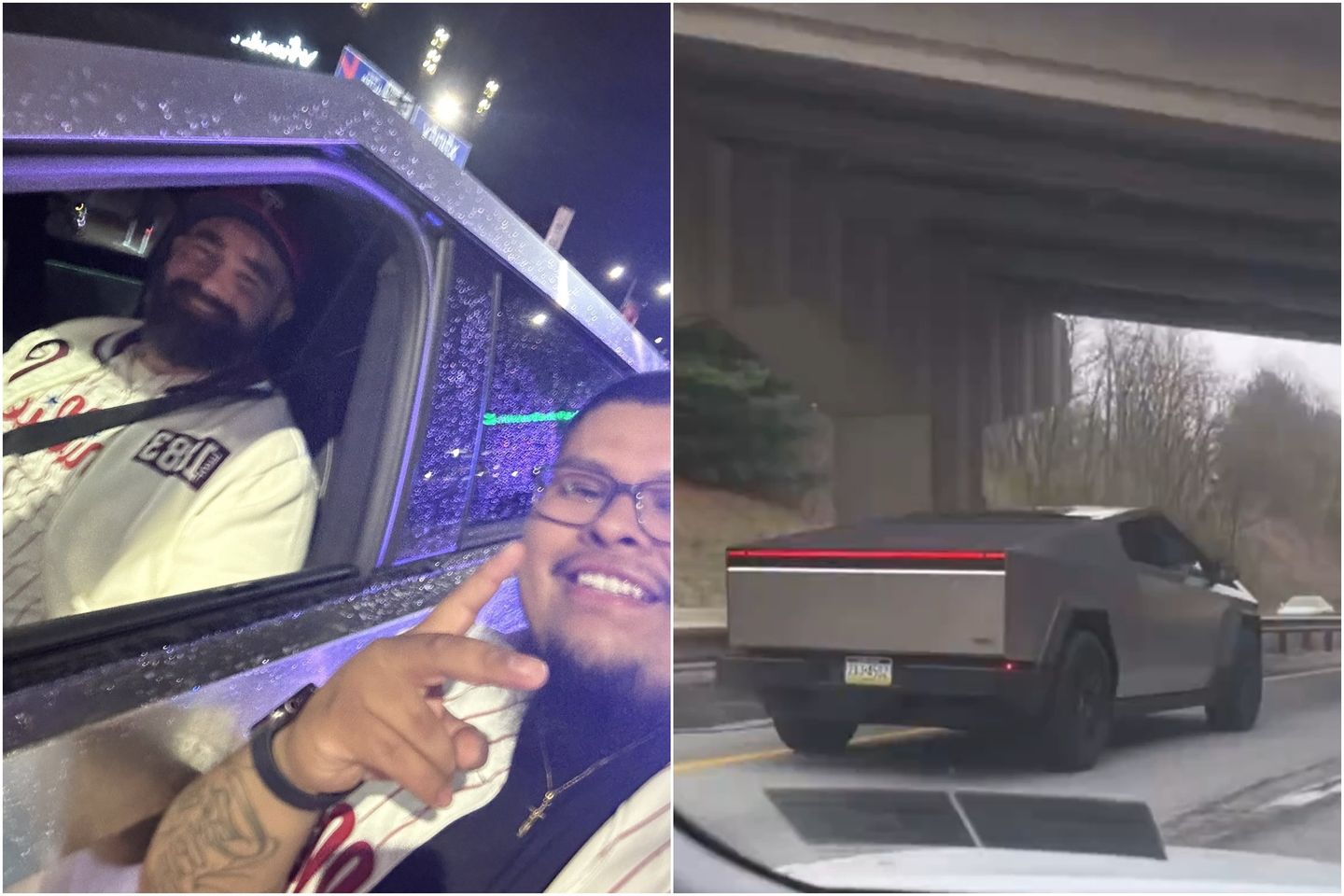 Video of Jason Kelce casually driving around Philadelphia in a Tesla ...