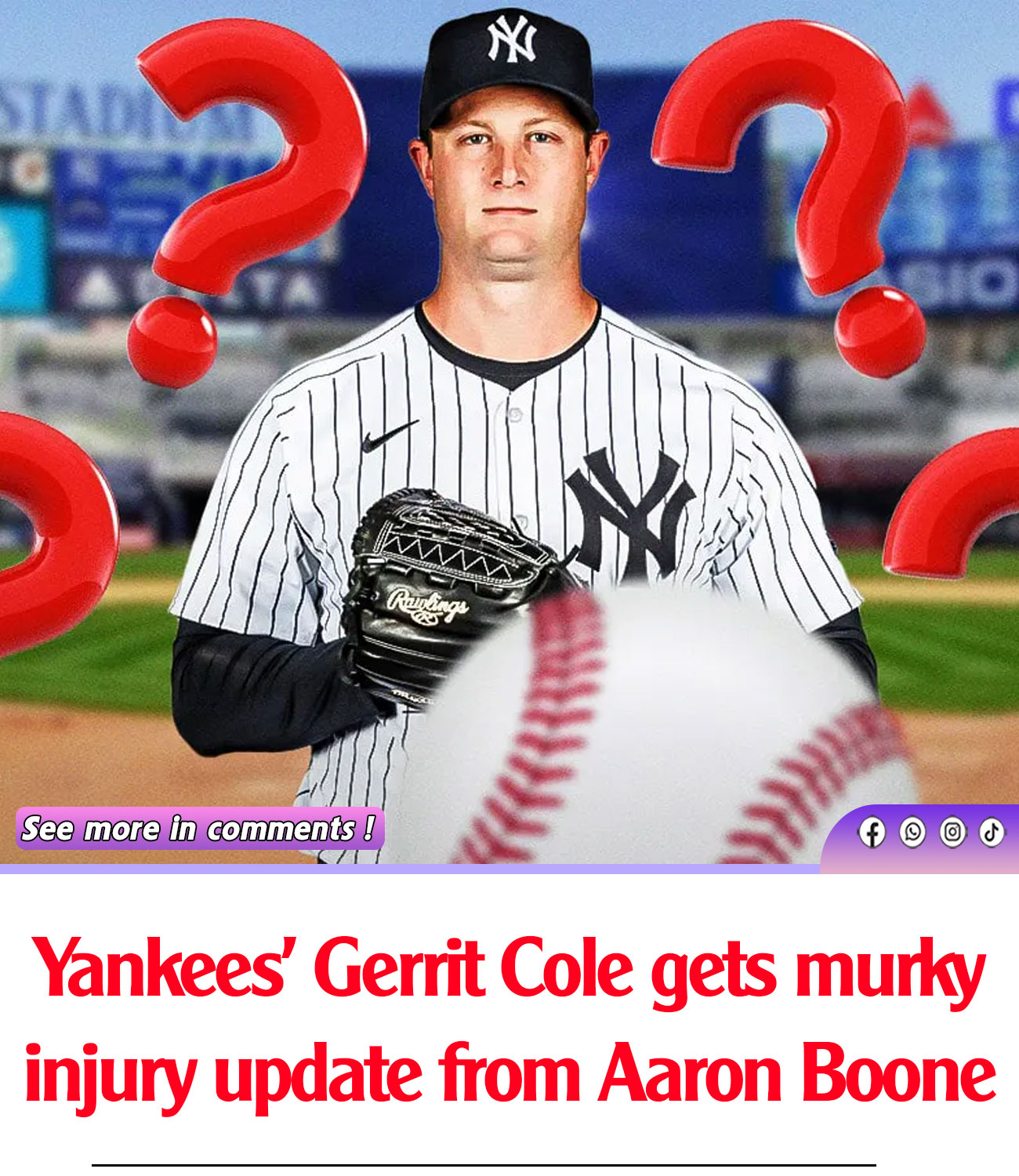 Yankees’ Gerrit Cole gets murky injury update from Aaron Boone - News