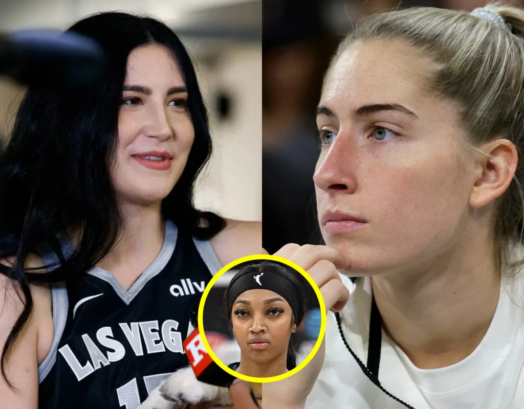 Kate Martin and Megan Gustafson of the Las Vegas Aces before facing ...